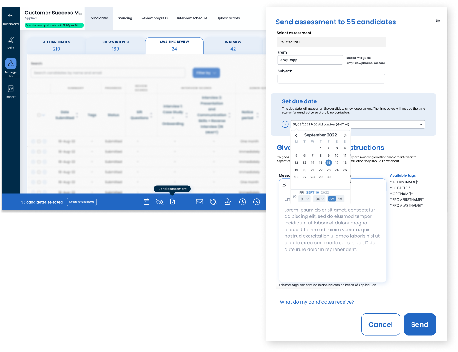Sending written tasks via Applied – Applied